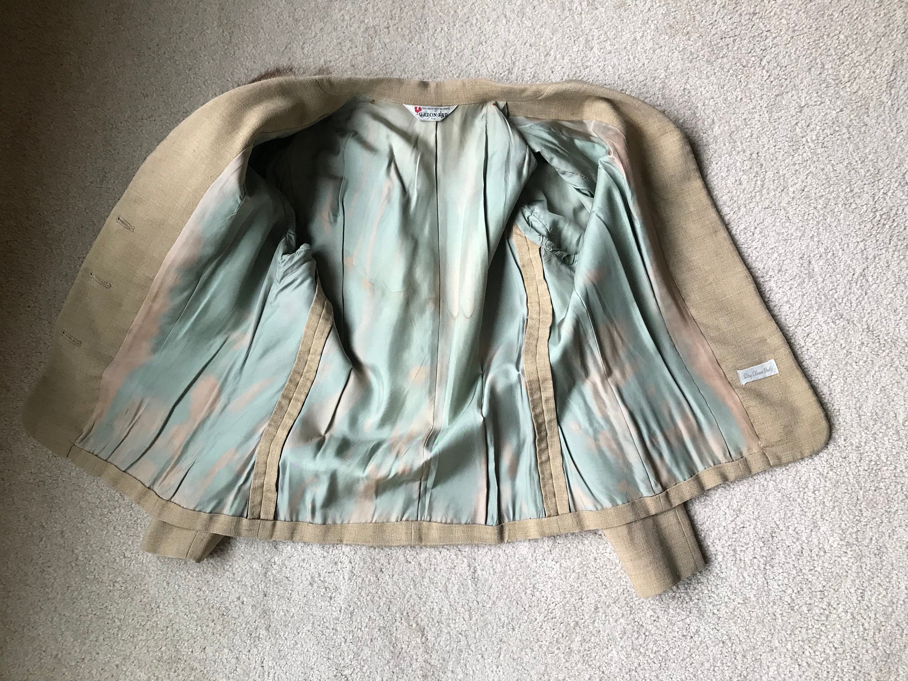 Vintage Burlap Suit Jacket Skirt Raccoon Collar 1930 1940 | Etsy