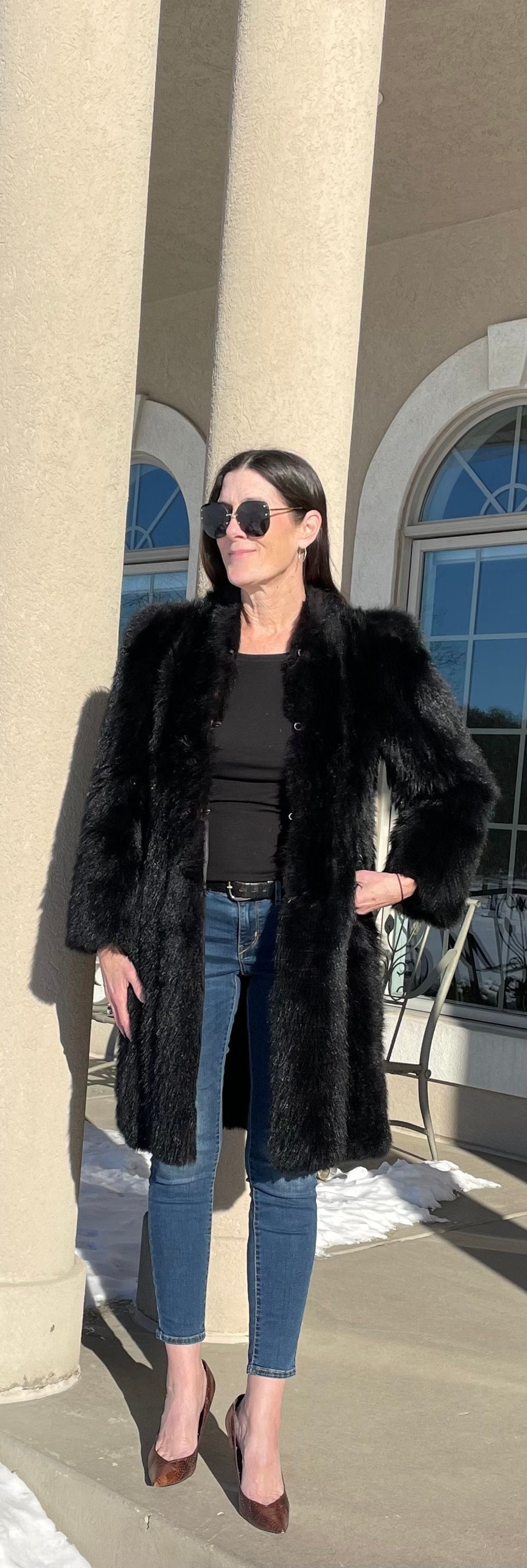 Vintage Long Black Skunk Fur Coat Art Deco - Etsy