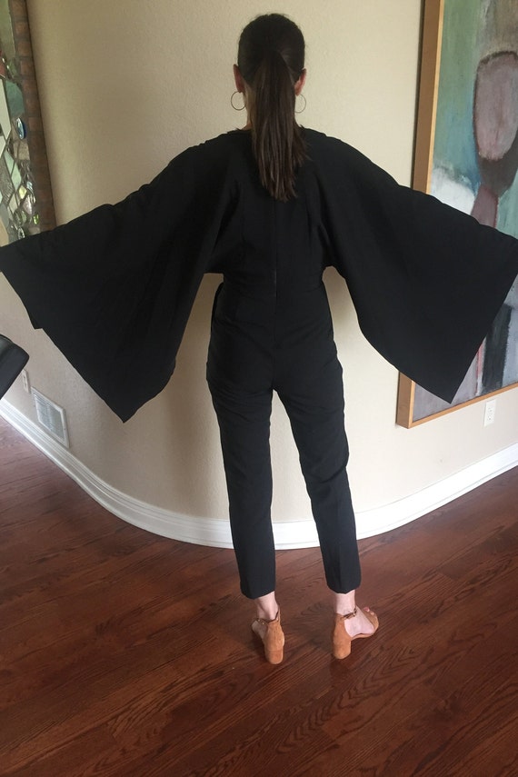 Vintage Modern Contemporary Black Jumpsuit Bat Wing F… - Gem