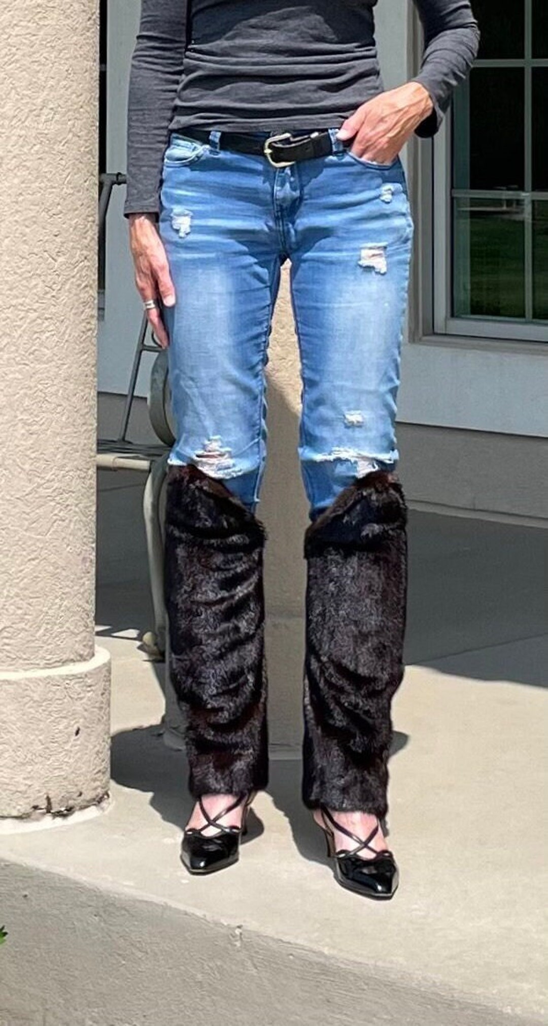 Vintage Black Dark Brown Mink Fur Leggings - Etsy