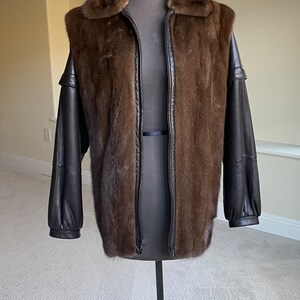 Vintage Mink Fur and Leather Jacket Vest Removable Sleeves - Etsy