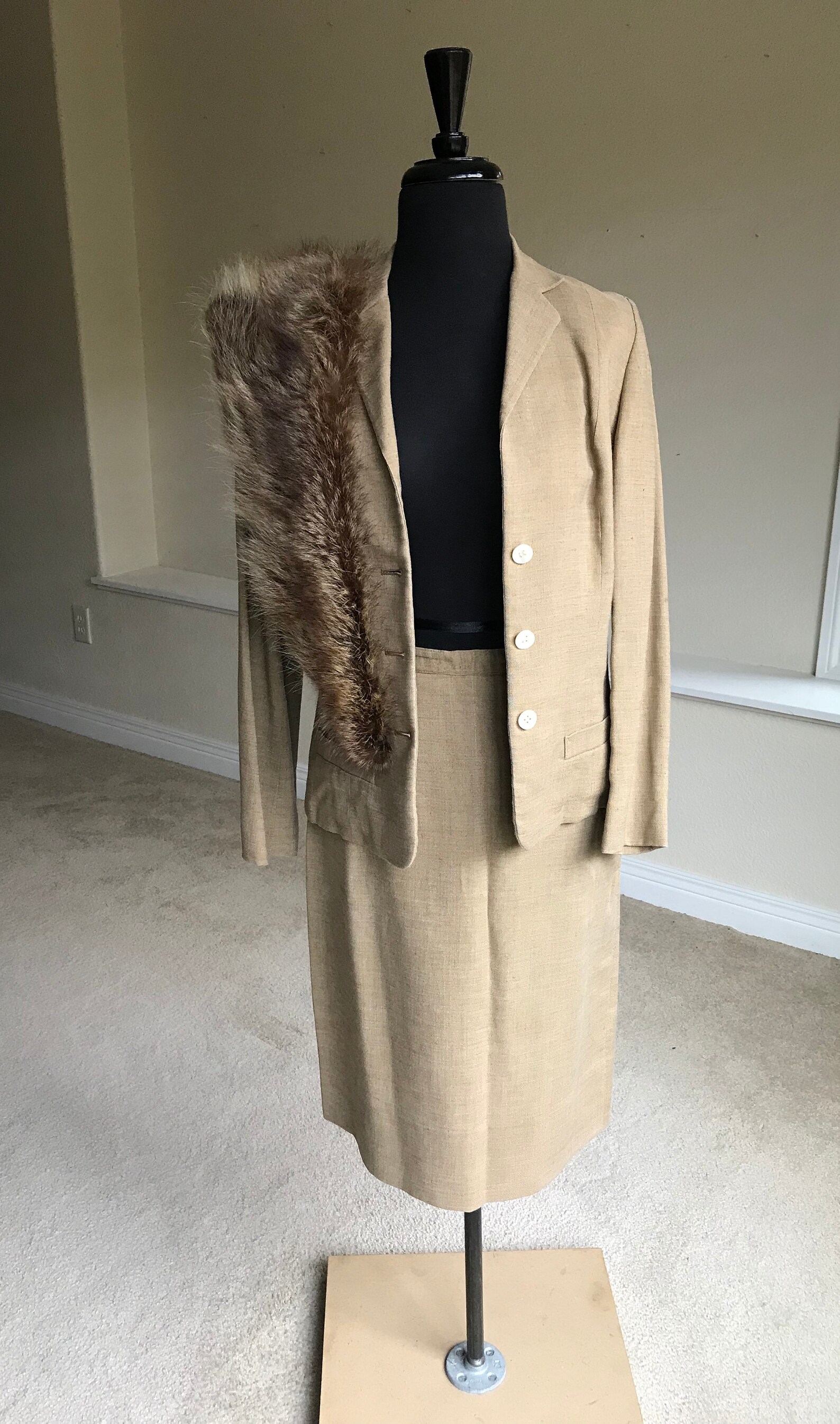 Vintage Burlap Suit Jacket Skirt Raccoon Collar 1930 1940 - Etsy