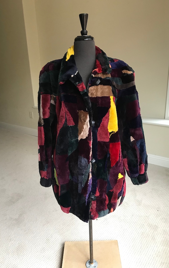 Vintage Multi Color Patchwork Sheared Beaver Fur Coat | Etsy
