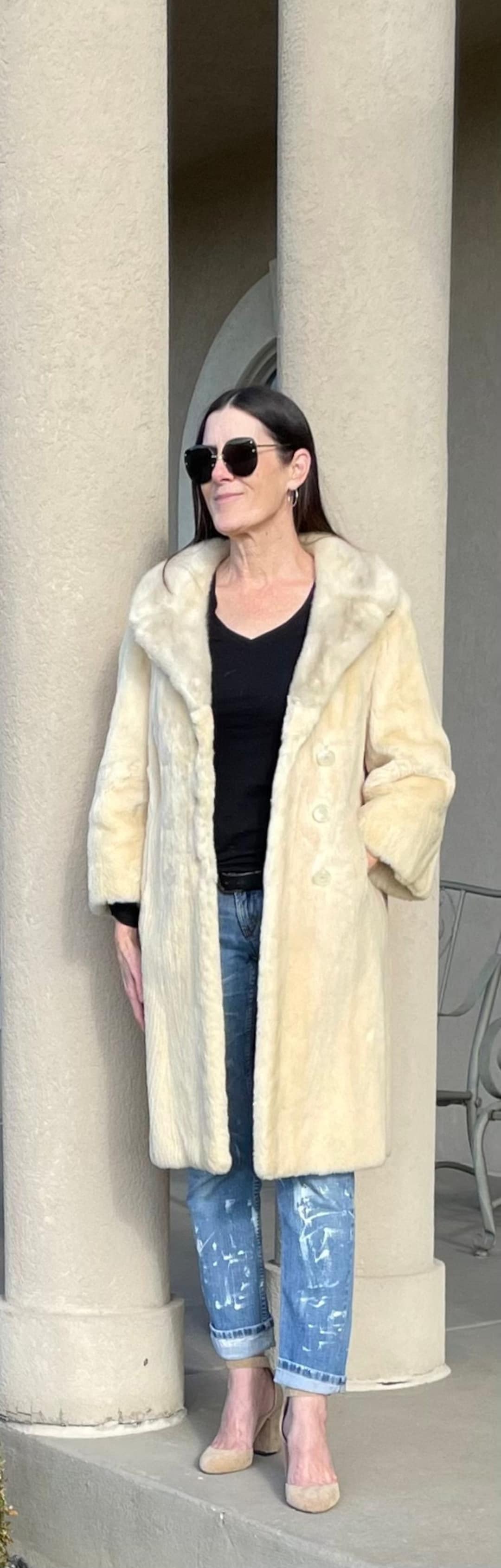 Vintage Long Ivory Sheared Beaver Fur Coat Mink Fur Collar - Etsy