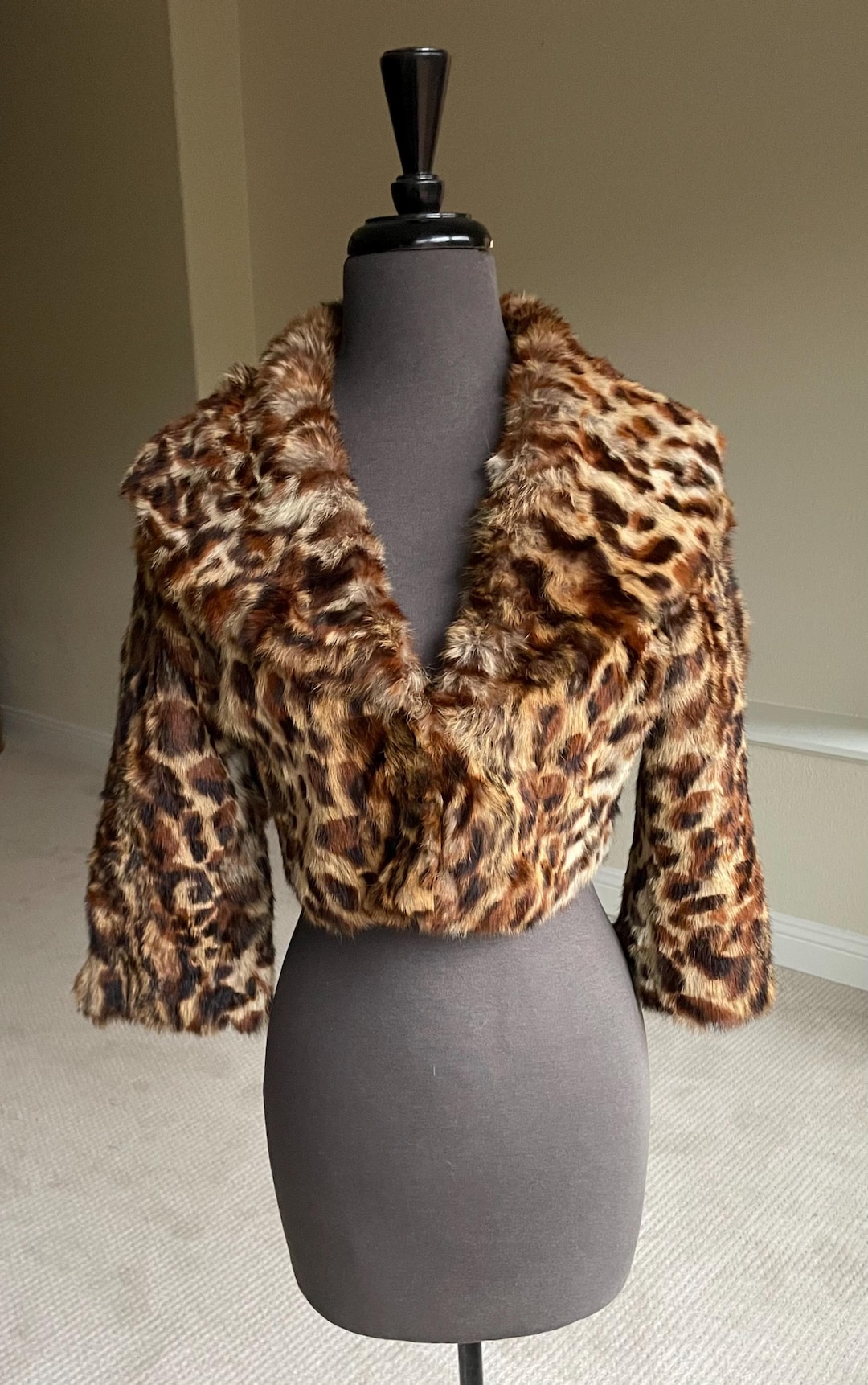 Vintage Short Cropped Leopard Print Bolero Rabbit Fur Jacket Coat - Etsy