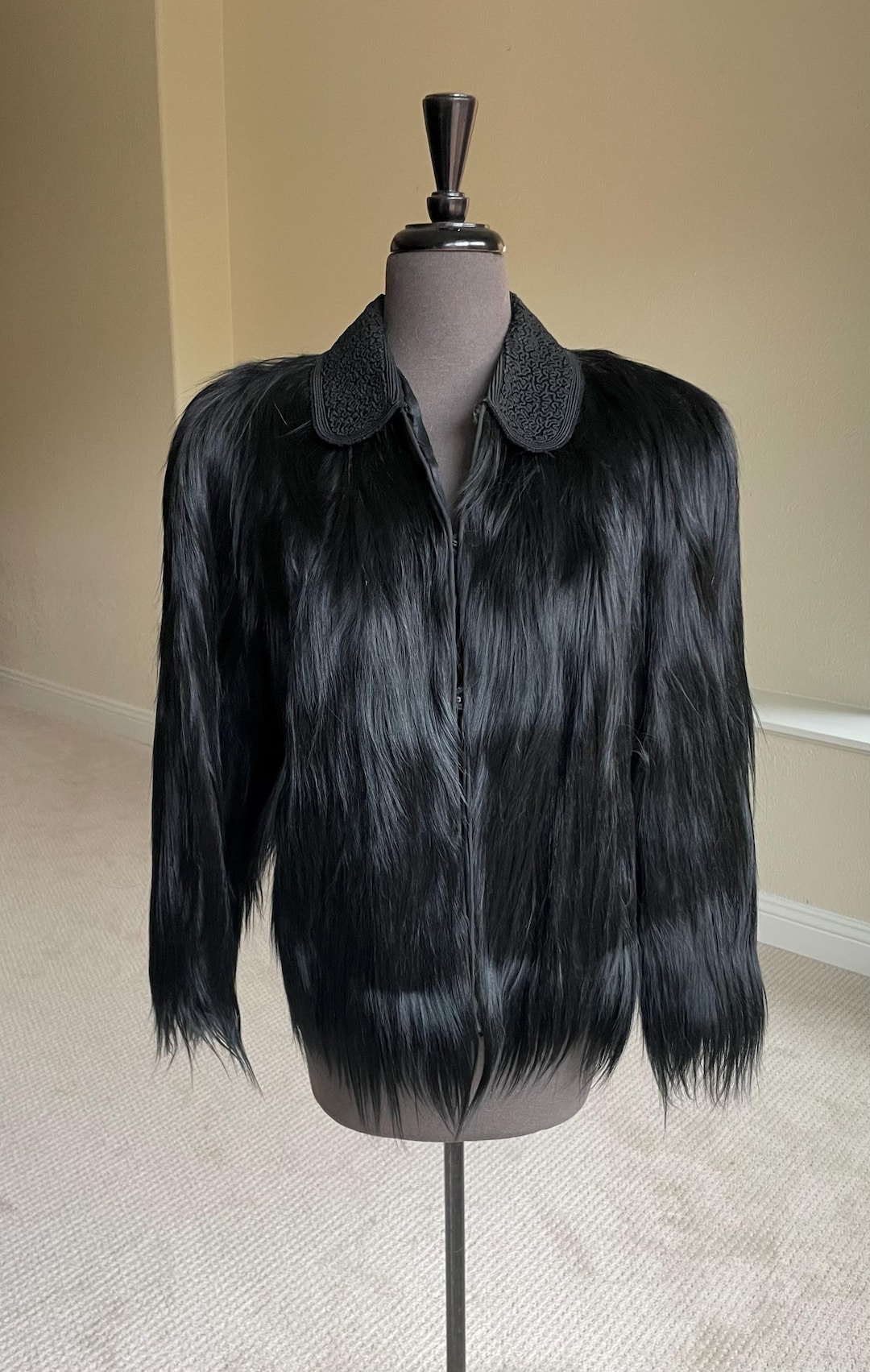 Vintage Short Black Long Hair Goat Fur Jacket Coat Art Deco 1940 - Etsy