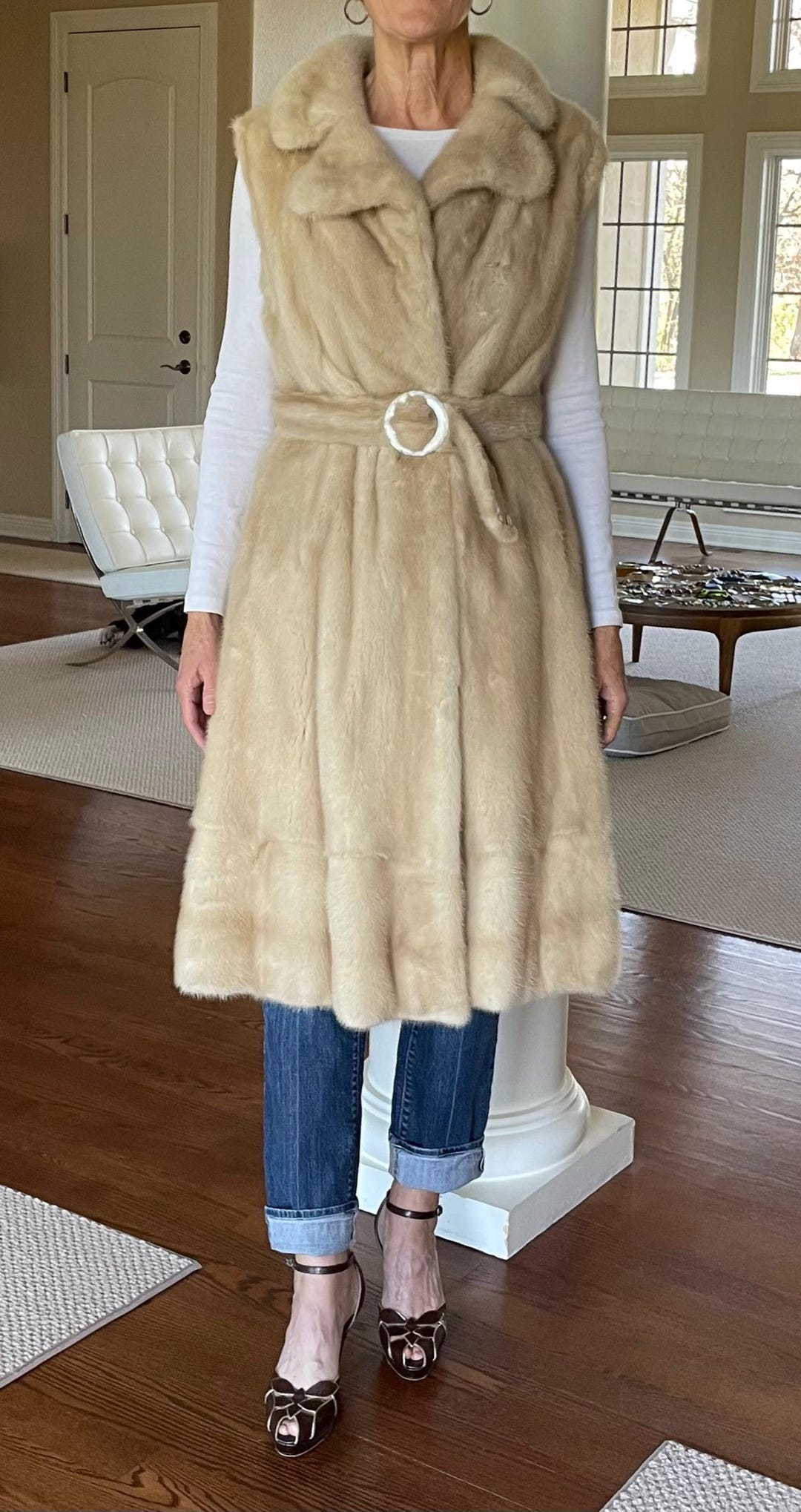 Vintage Long Ivory Blonde Mink Fur Coat Vest - Etsy