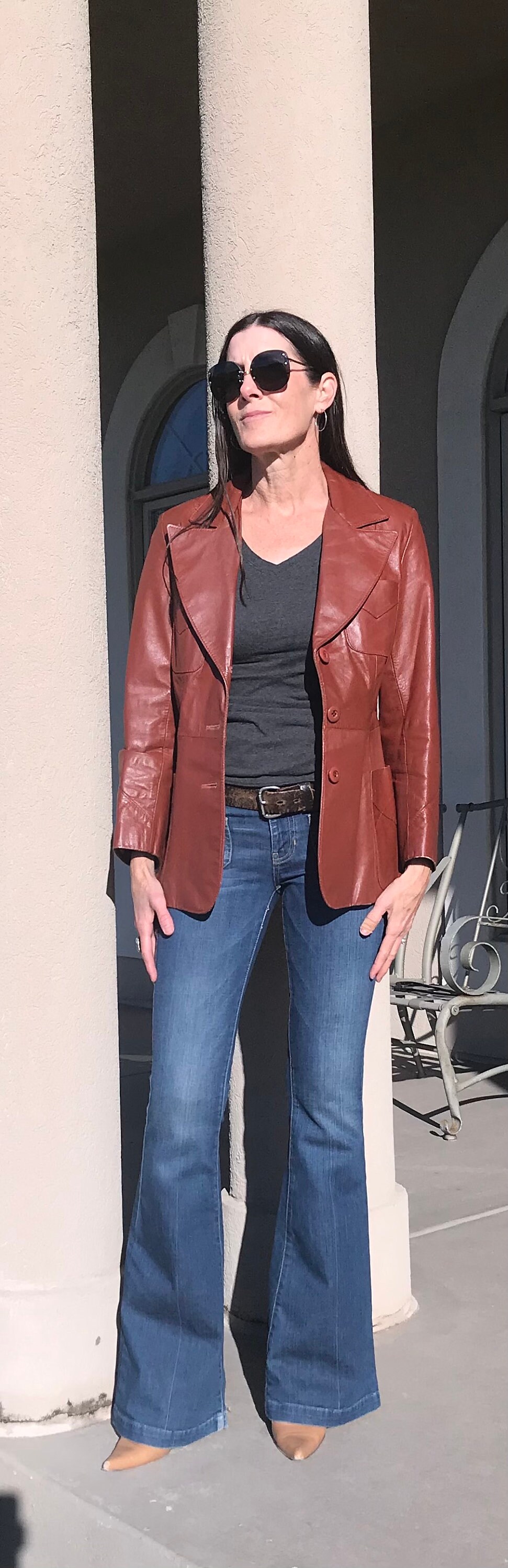 Vintage Modern Rust Brown Leather Blazer Jacket | Etsy