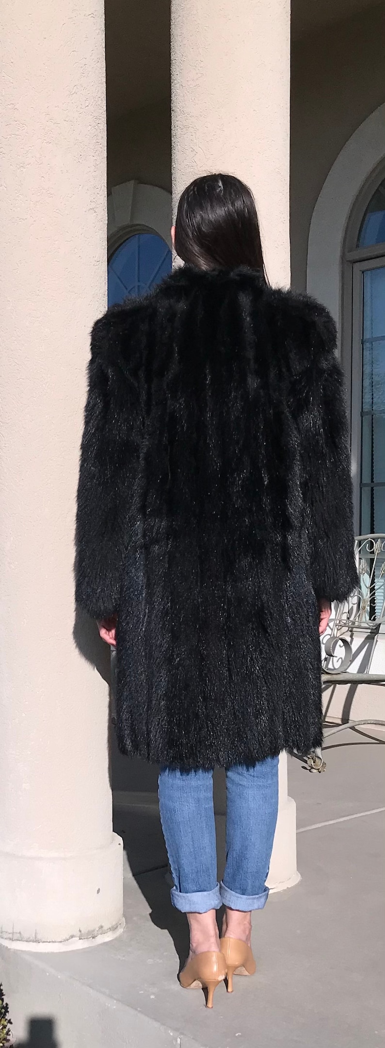 Vintage Black Skunk Fur Coat Art Deco | Etsy