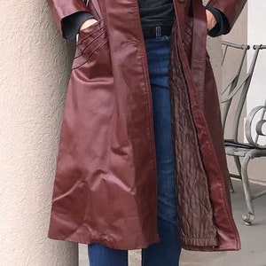 Vintage Modern Rust Brown Leather Trench Coat Belted - Etsy