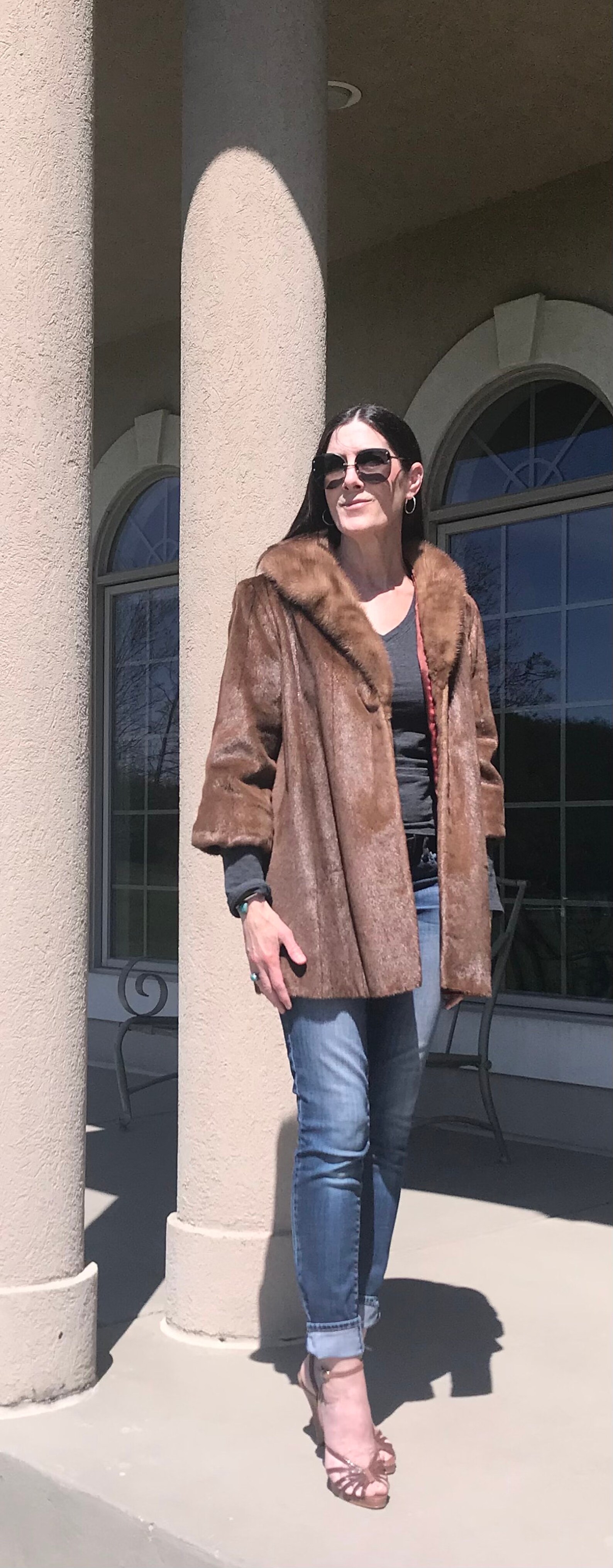 Vintage Brown Pony Horse Hair Fur Coat Jacket Mink Fur Collar - Etsy