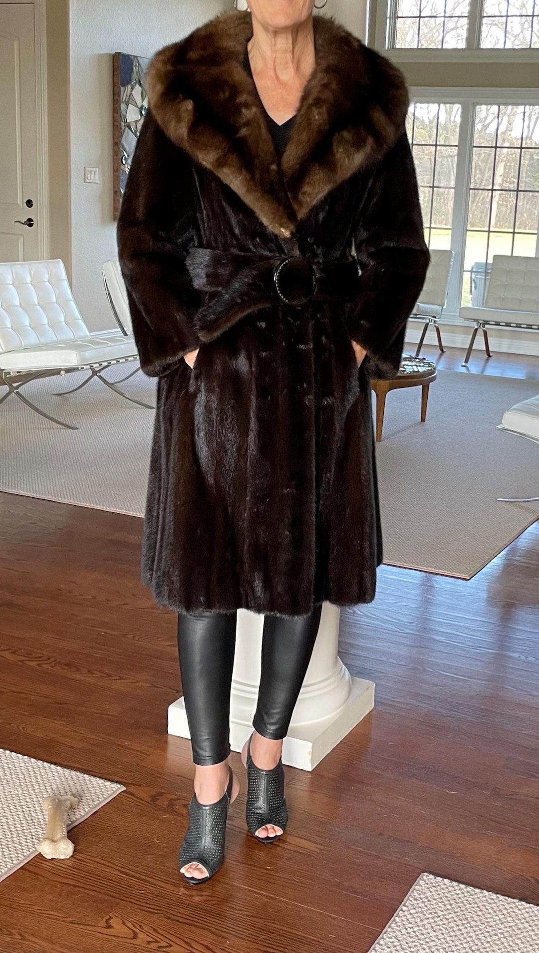Vintage Long Dark Brown Mink Fur Sable Coat Mink Belt Princess - Etsy