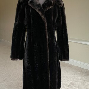 Vintage Long Dark Brown Black Mink Faux Fur Coat Belted Princess - Etsy