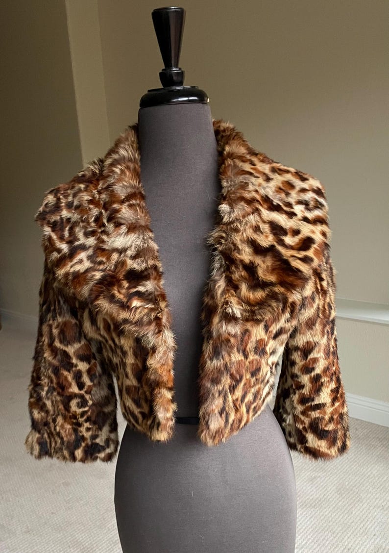 Vintage Short Cropped Leopard Print Bolero Rabbit Fur Jacket Coat - Etsy