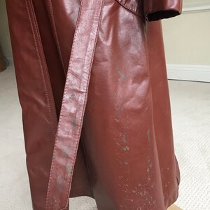 Vintage Modern Rust Brown Leather Trench Coat Belted - Etsy