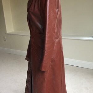 Vintage Modern Rust Brown Leather Trench Coat Belted - Etsy