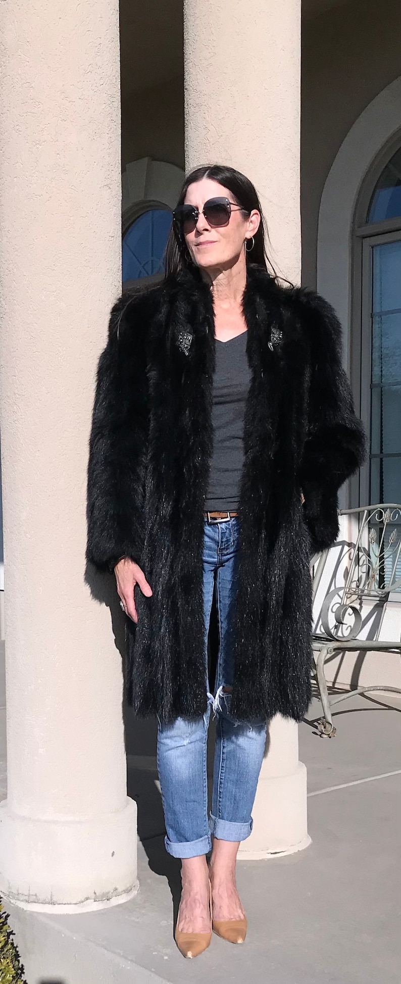 Vintage Black Skunk Fur Coat Art Deco - Etsy