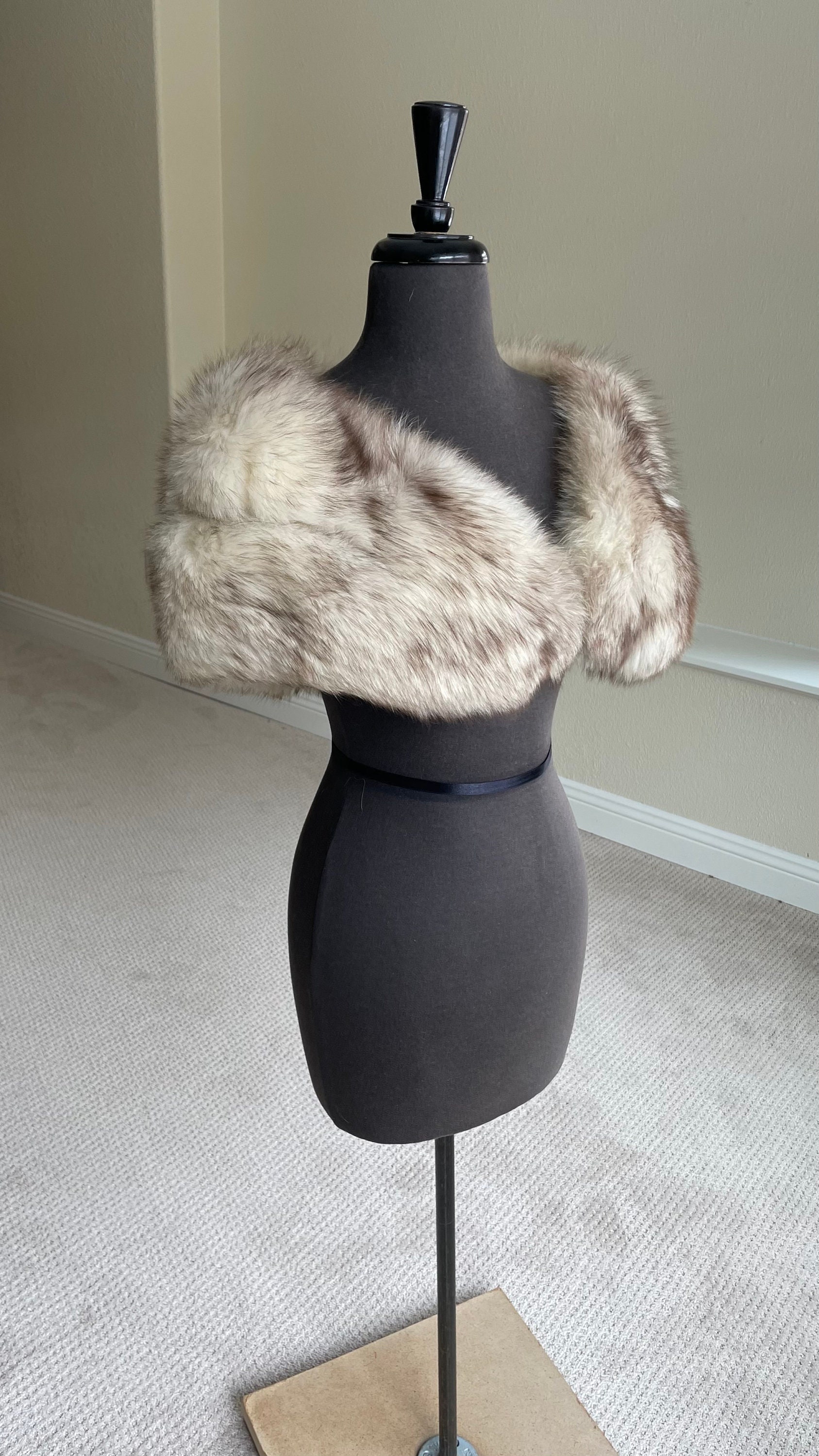 Vintage White Silver Fox Fur Stole Cape | Etsy