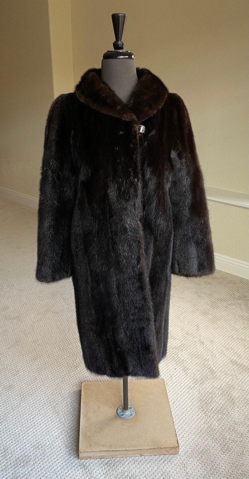 Vintage Long Dark Brown Mink Fur Coat Shawl Collar - Etsy