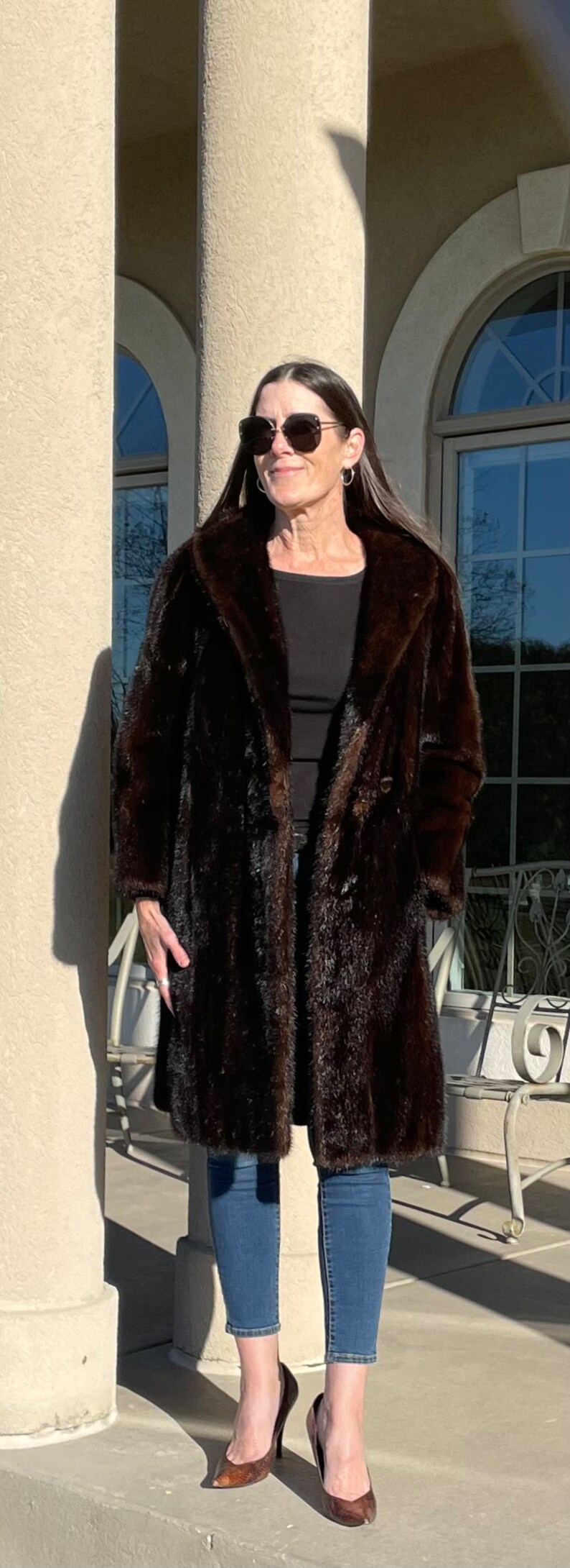 Vintage Long Dark Brown Mink Fur Coat Shawl Collar - Etsy