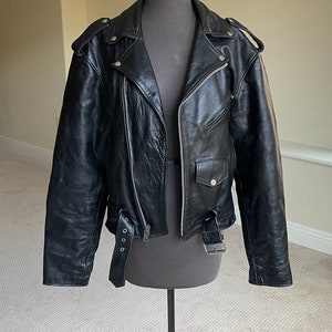 Vintage Black Leather Motorcycle Jacket Unisex - Etsy