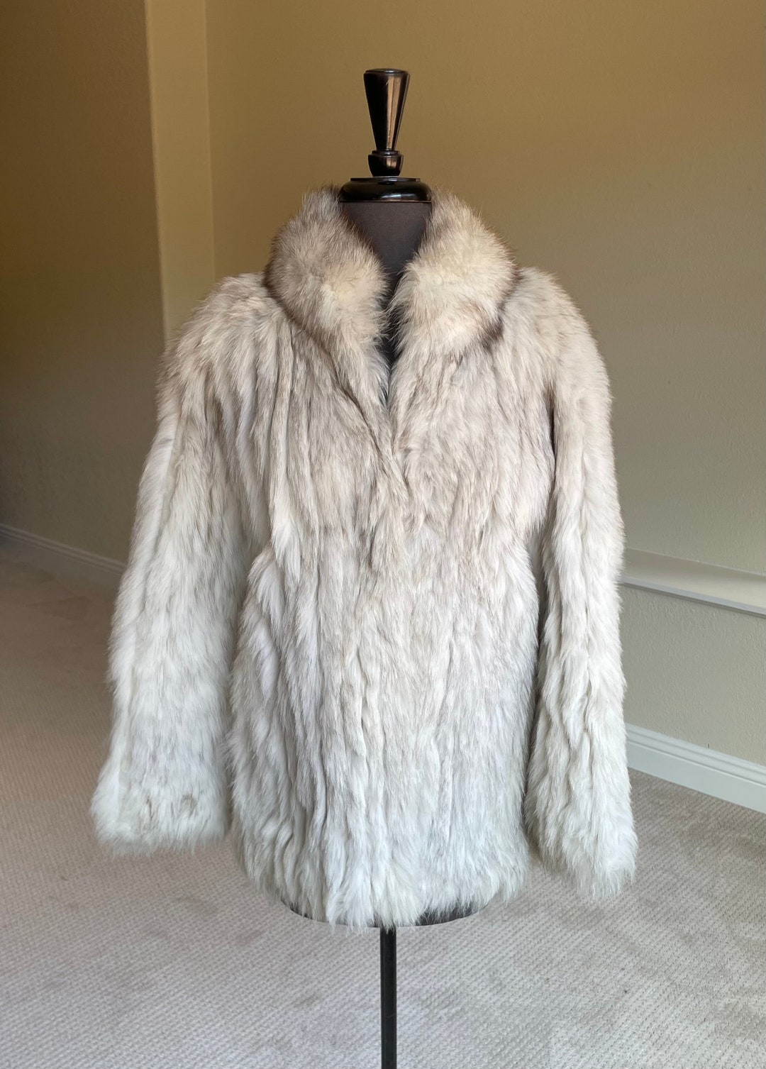 Vintage Short White Fox Fur Jacket Coat - Etsy
