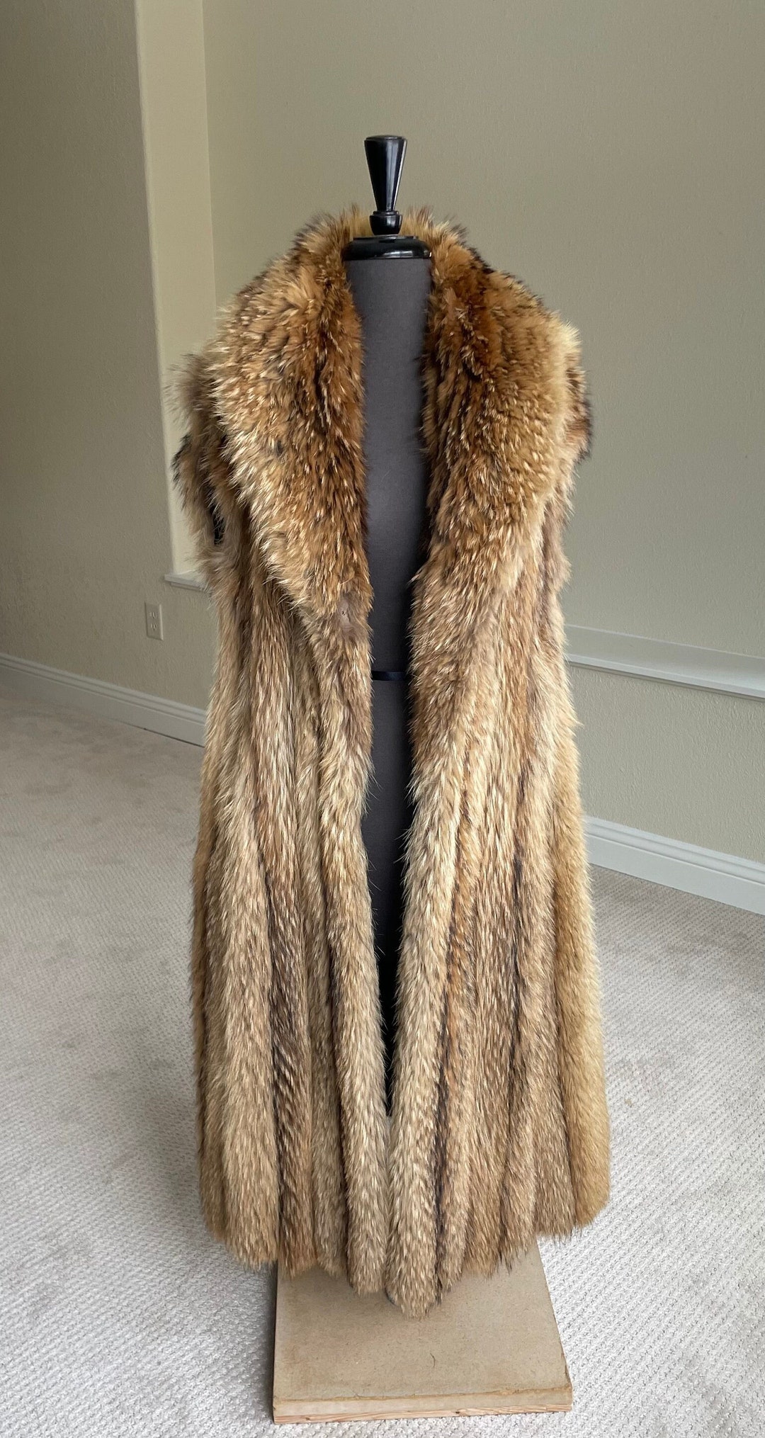 Vintage Long Tanuki Raccoon Fur Vest Coat - Etsy