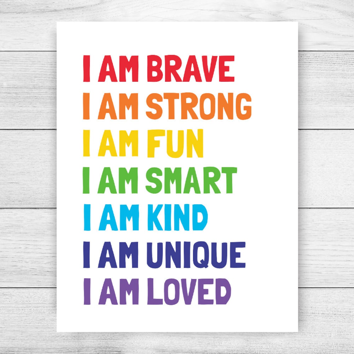 Kids Printable Art: I Am Brave Strong Fun Smart Kind Unique | Etsy