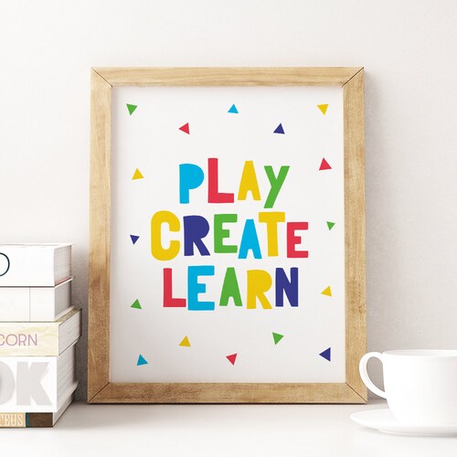 Play Create Learn Playroom Art Kids Bedroom Decor Playroom - Etsy