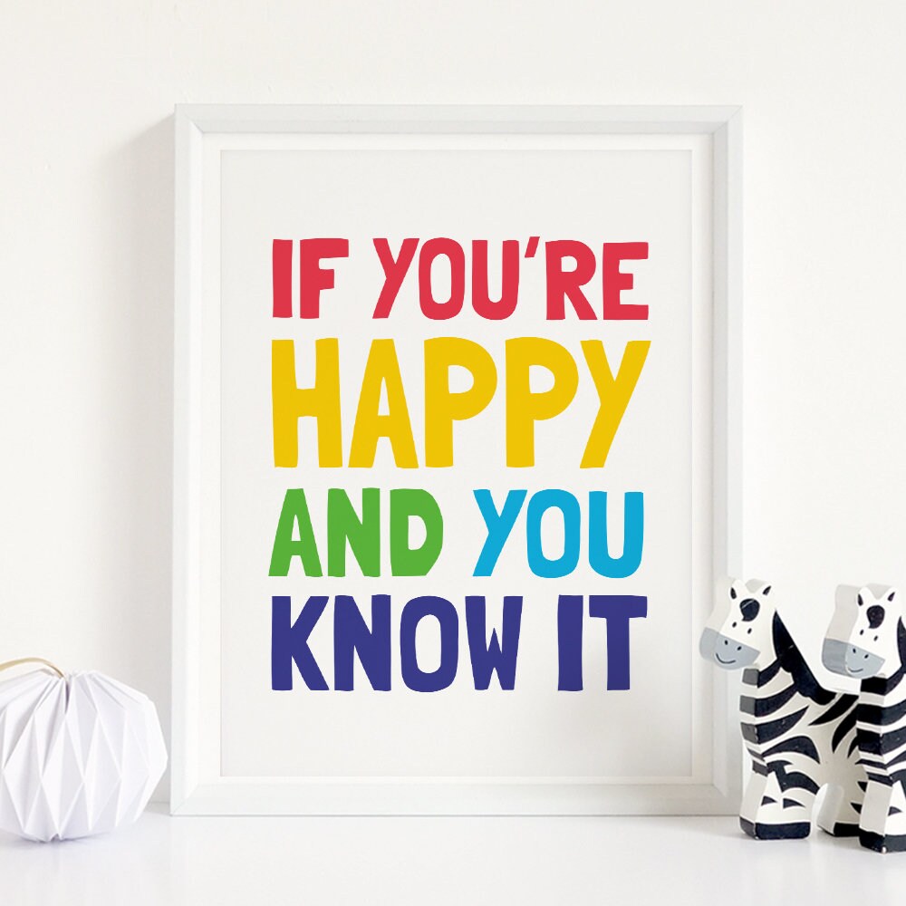 If You're Happy and You Know It Printable Art Kids Decor | Etsy