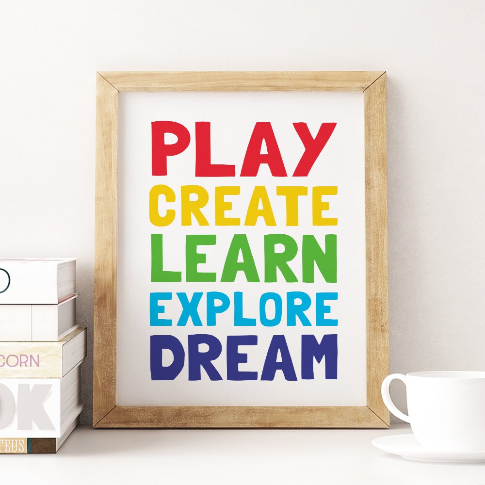 Kids Printable Art: Play Create Learn Explore Dream Kids Room | Etsy