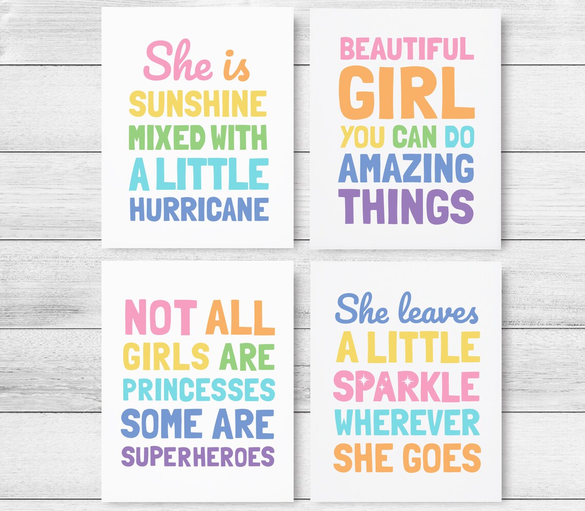 Set of 4: Inspirational Girl Quotes Printable Art Set Girls - Etsy