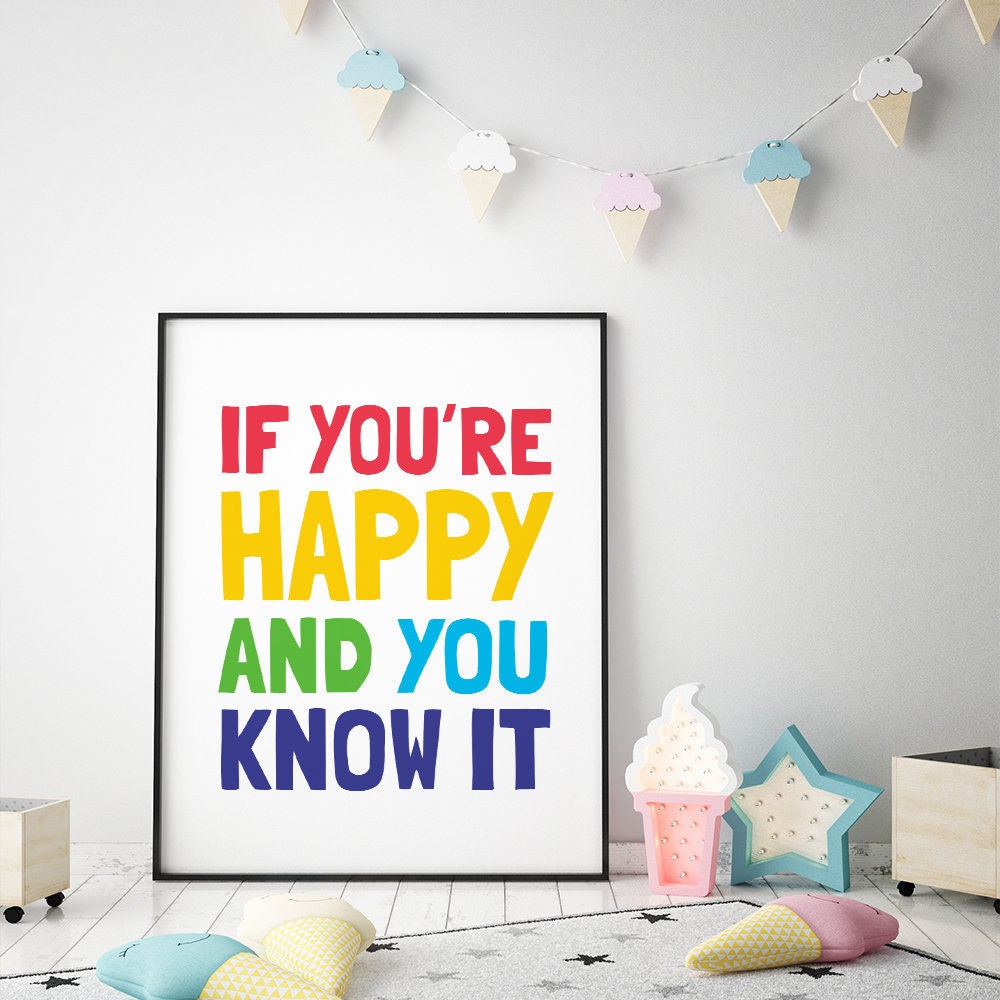 If You're Happy and You Know It Printable Art Kids Decor | Etsy
