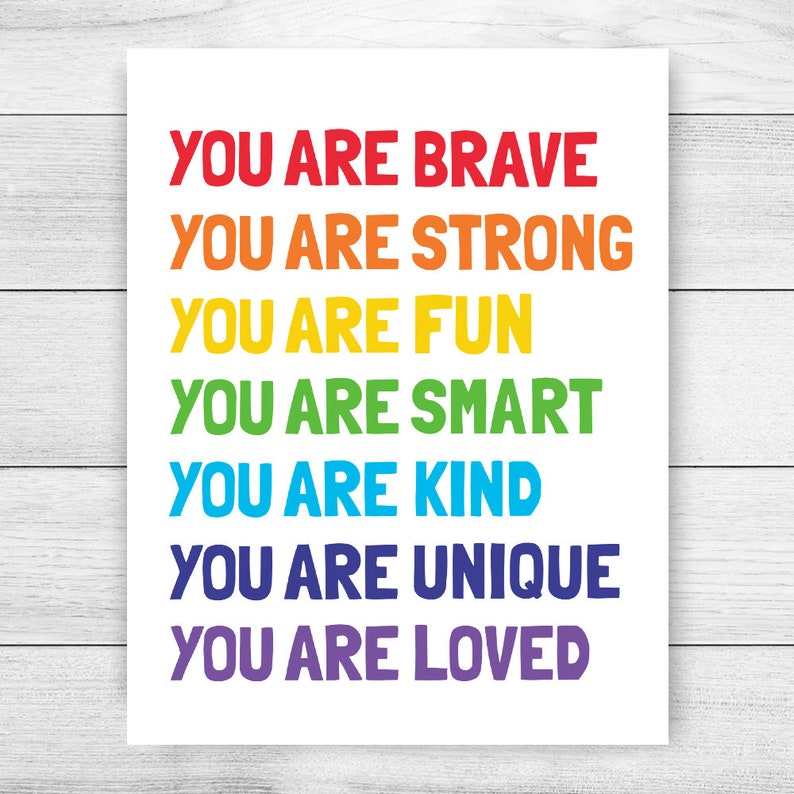 Kids Printable Art: You Are Brave Strong Fun Smart Kind Loved | Etsy