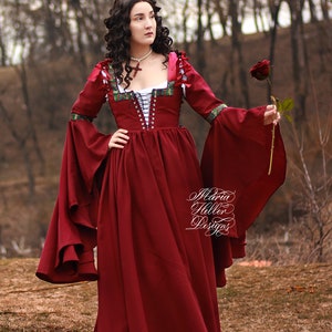 Red Forestyne Dress - Renaissance Medieval Fantasy Dress, LARP, Cosplay ...