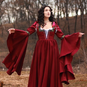 Red Forestyne Dress - Renaissance Medieval Fantasy Dress, LARP, Cosplay ...