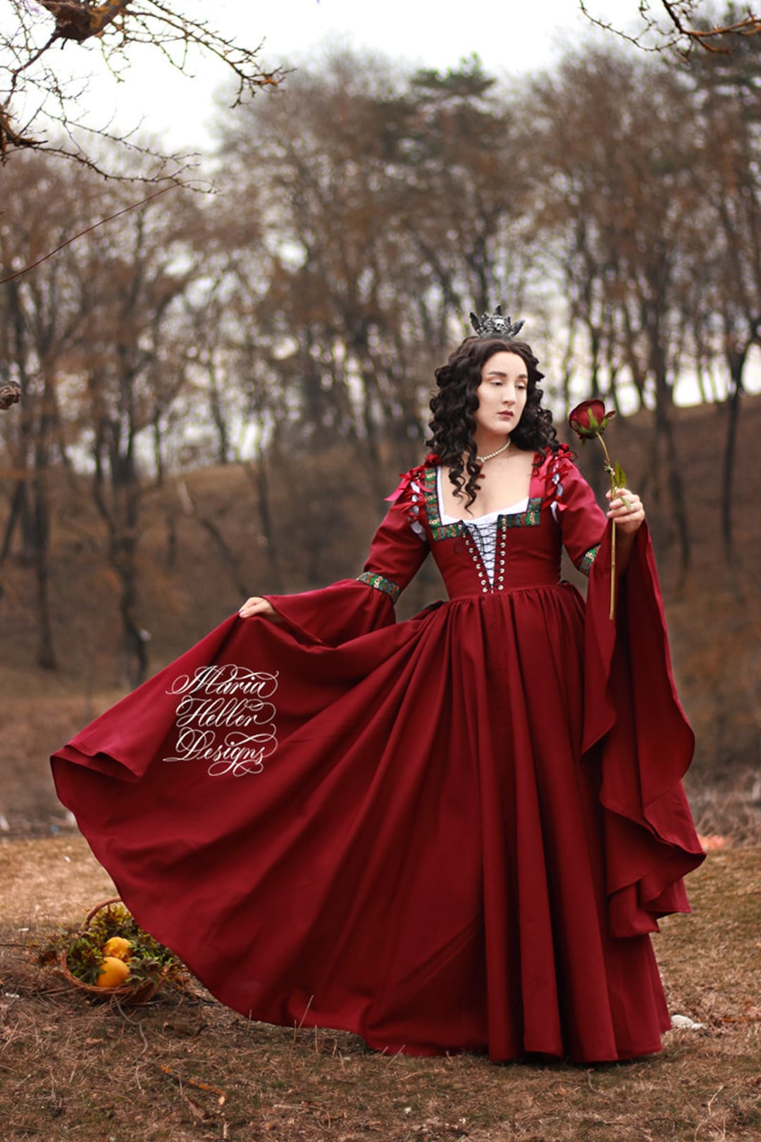 Red Forestyne Dress - Renaissance Medieval Fantasy Dress, LARP, Cosplay ...