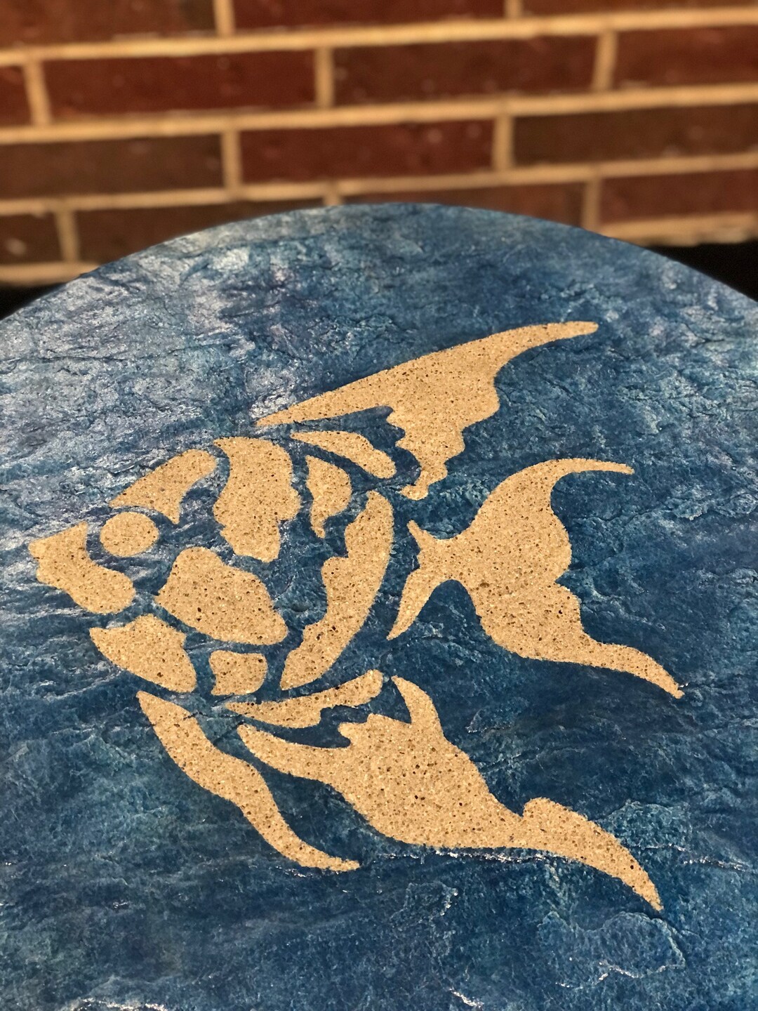 Stone Textured Concrete Lazy Susan Pacific Tropical Fish Ottoman Tray ...