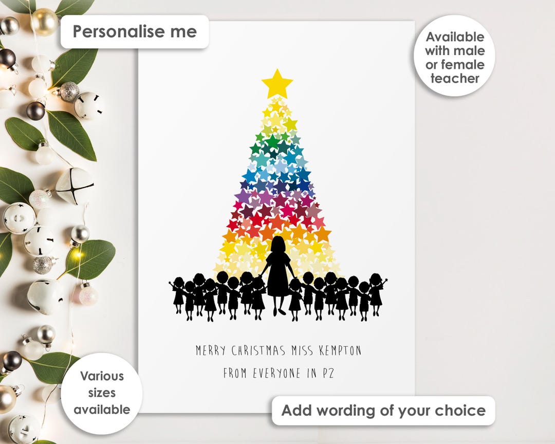 Personalised Thank You Teacher Christmas Card, Teacher Christmas Gift ...