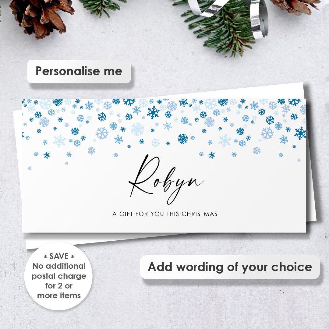 Personalised Christmas Money Wallet SNOWFLAKE, Christmas Money Card ...