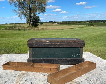 Large Vintage Steamer Trunk, Old Wooden Chest Storage Trunk Box ...