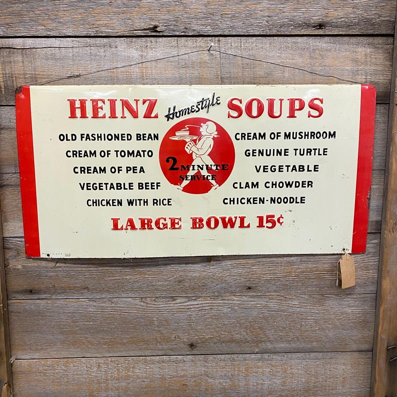 Vintage Metal Soup Sign | Heinz Homestyle Soup for Sale Wall Hanging - Etsy