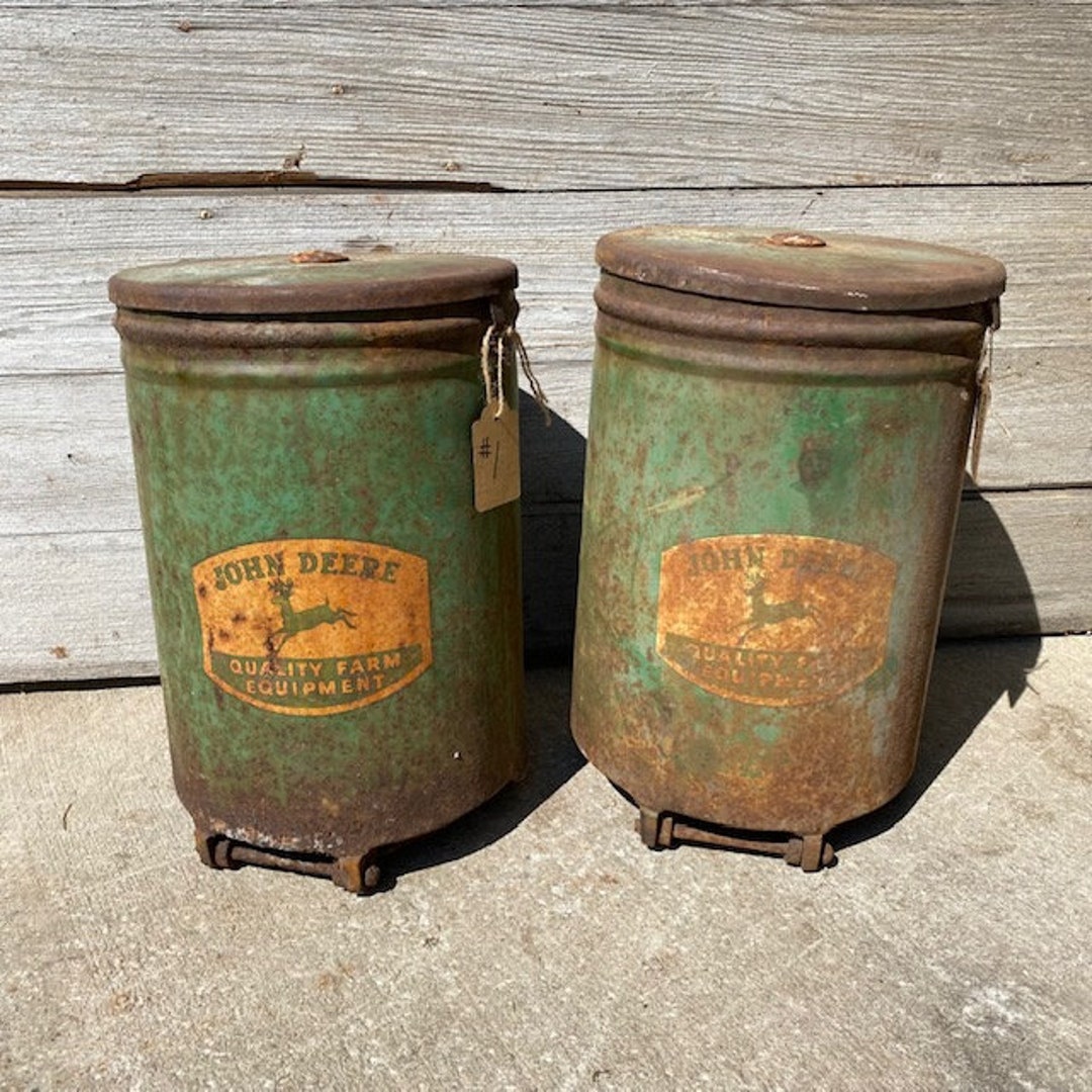 Vintage 1950's John Deere Metal Seed Bucket John Deere Quality Farm ...