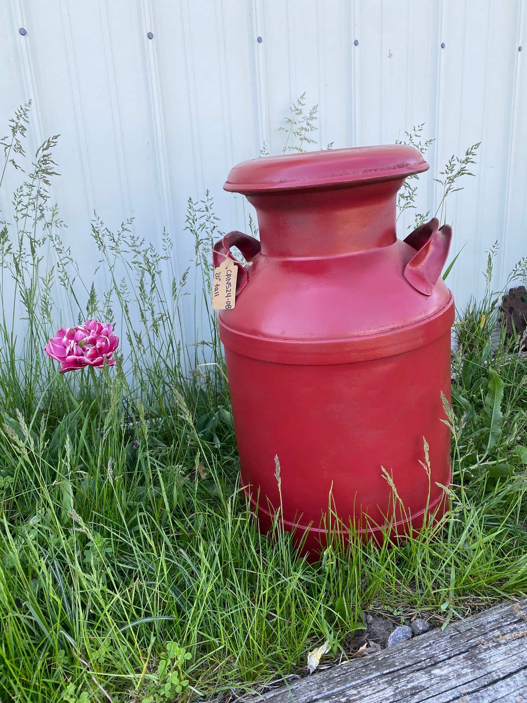 Painted Red Milk Can, Rustic Christmas Decoration, Primitive Farmhouse ...