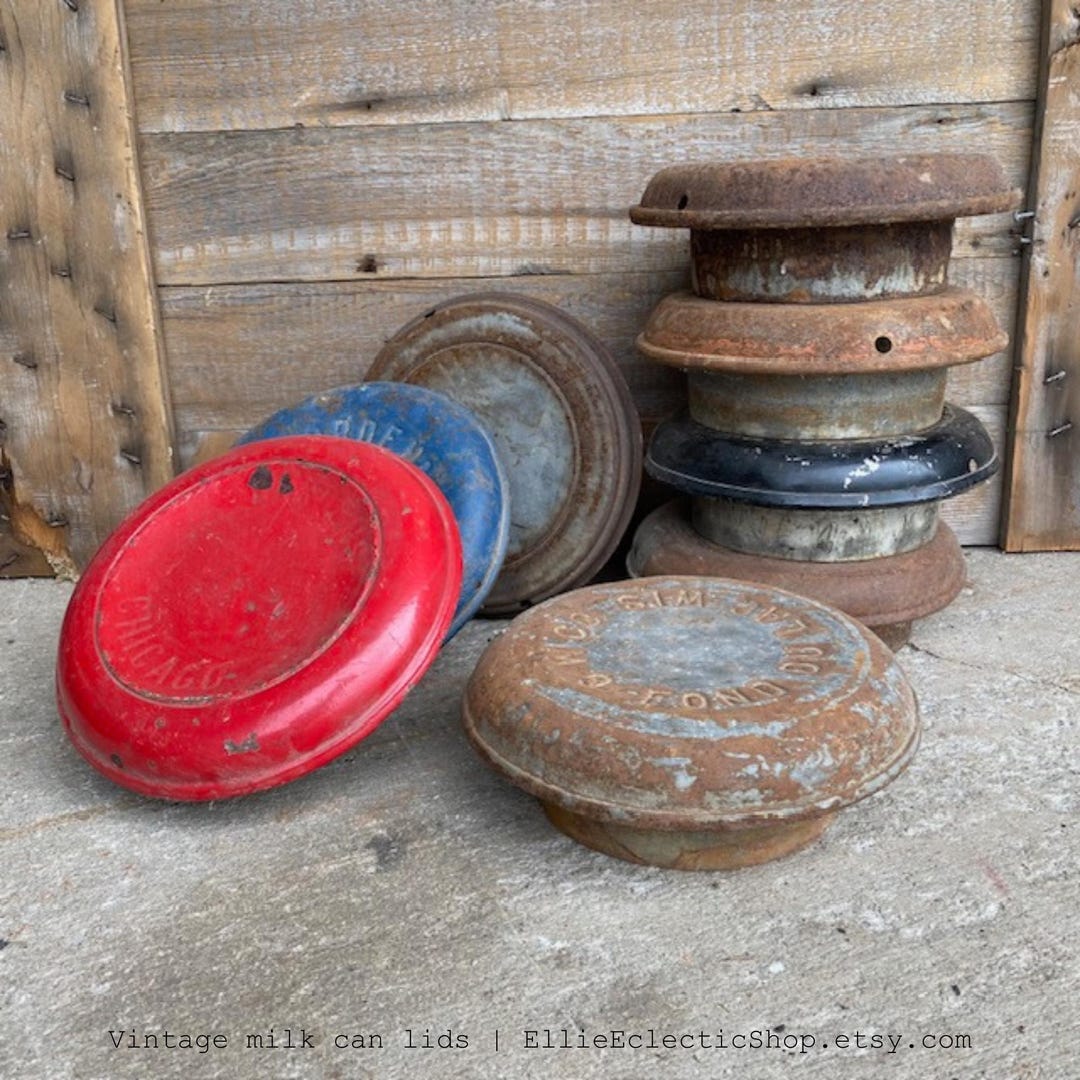 Vintage Milk Can Lid, Flat Top Metal Lid for Large Milk Can - Etsy