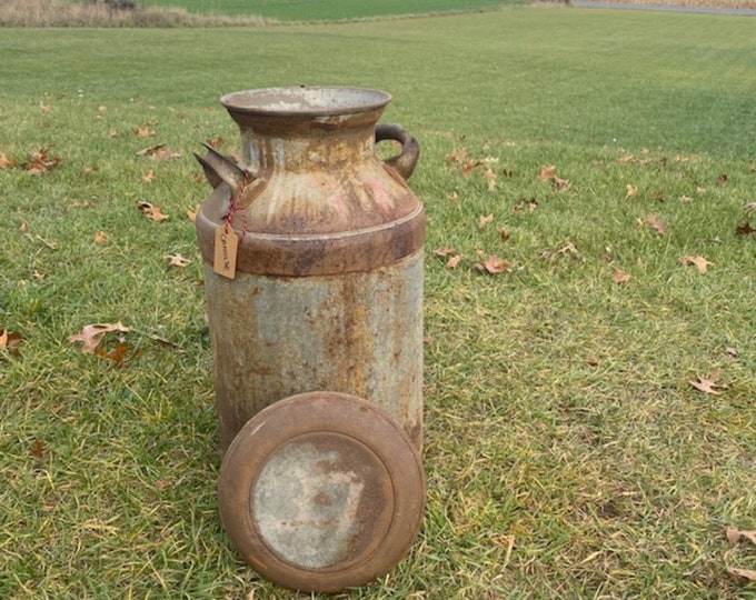 Vintage Milk Can Entryway Decor, Rustic Farmhouse Porch Garden Decor ...