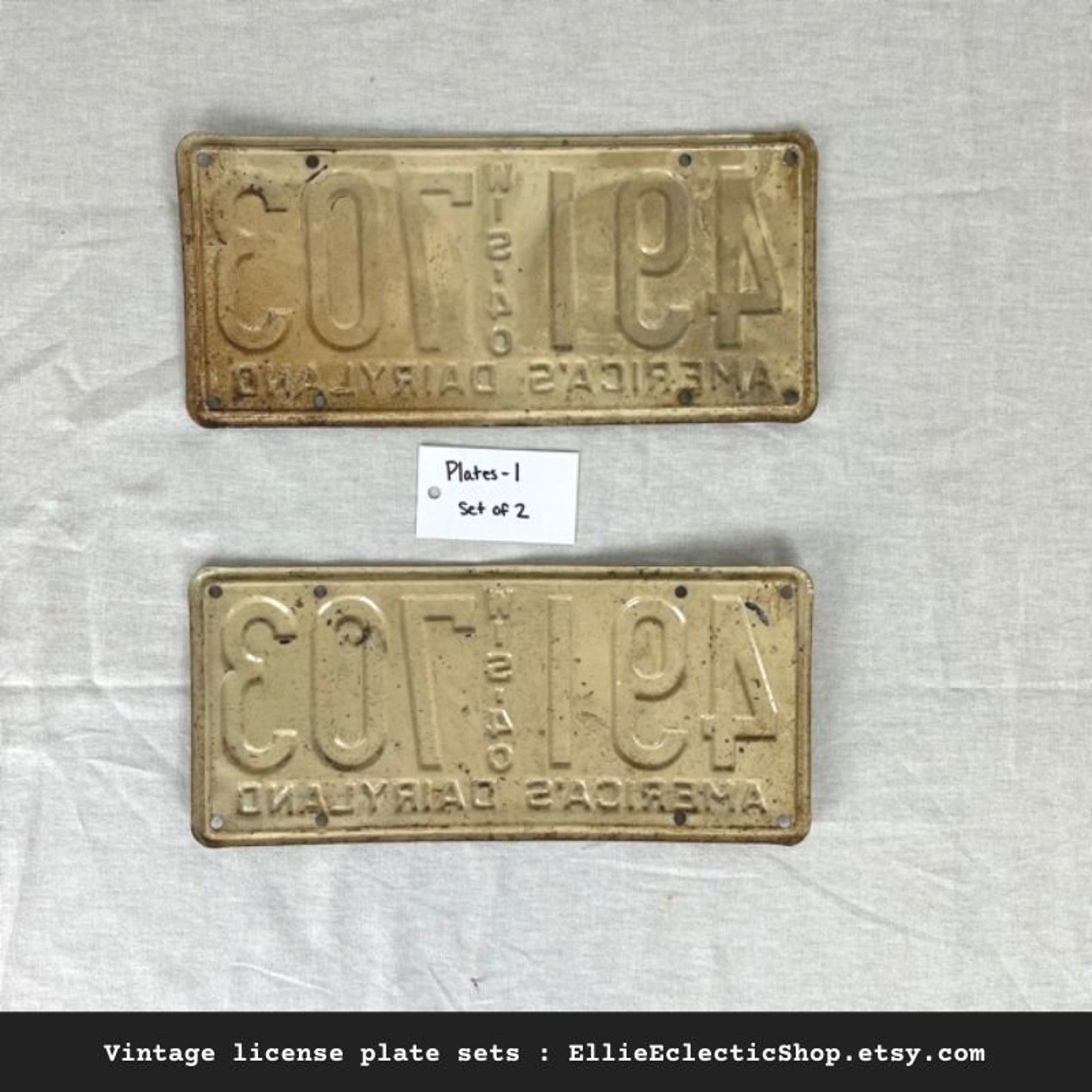 Vintage Metal License Plates Set Old Wisconsin Licence | Etsy