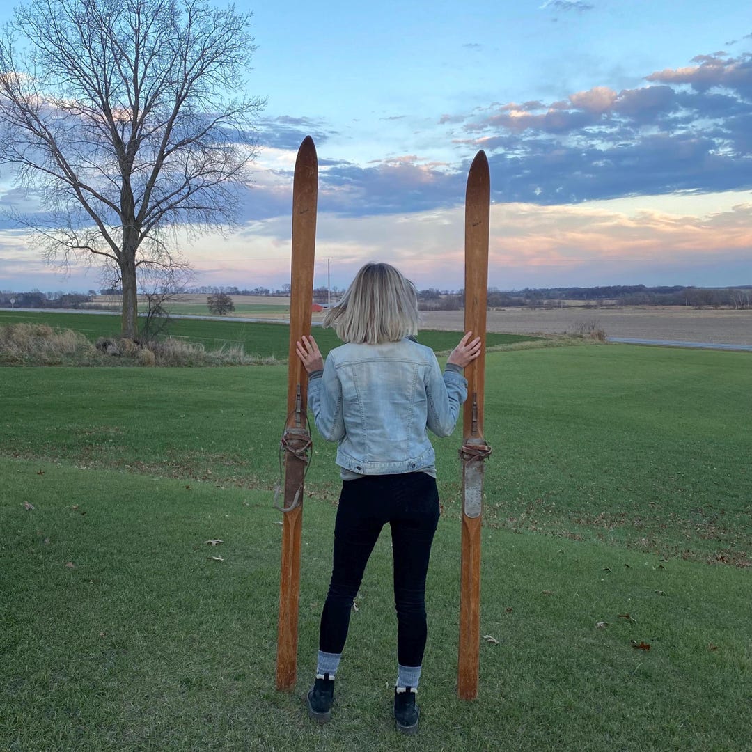 Wood Snow Skis | Set of Wooden Skis for Winter Home Decoration - Etsy