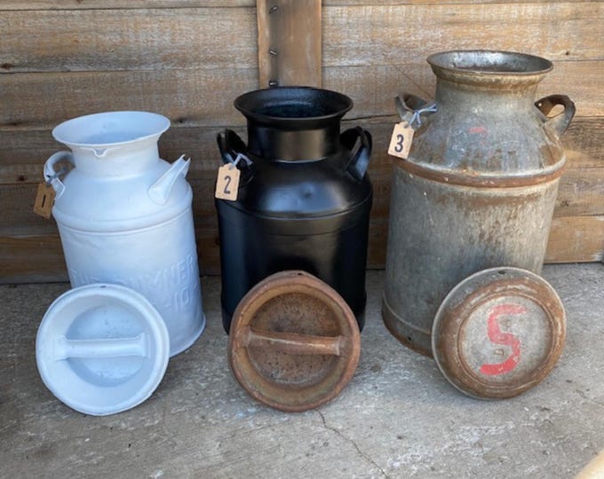 Vintage Milk Can With Lid: Rustic Farmhouse Decor - [your Choice of ...
