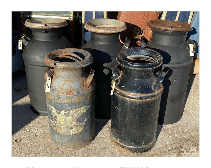 Large Rustic Antique Milk Cans, Vintage Milk Jug, Rusty Metal ...